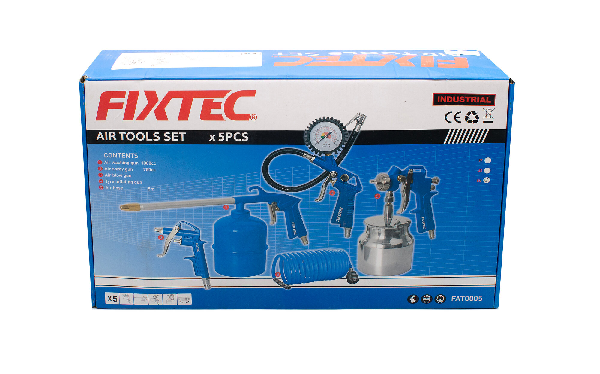 Набор пневмоинструмента Fixtec FAT0005, 5 предметов, голубой — фото 1