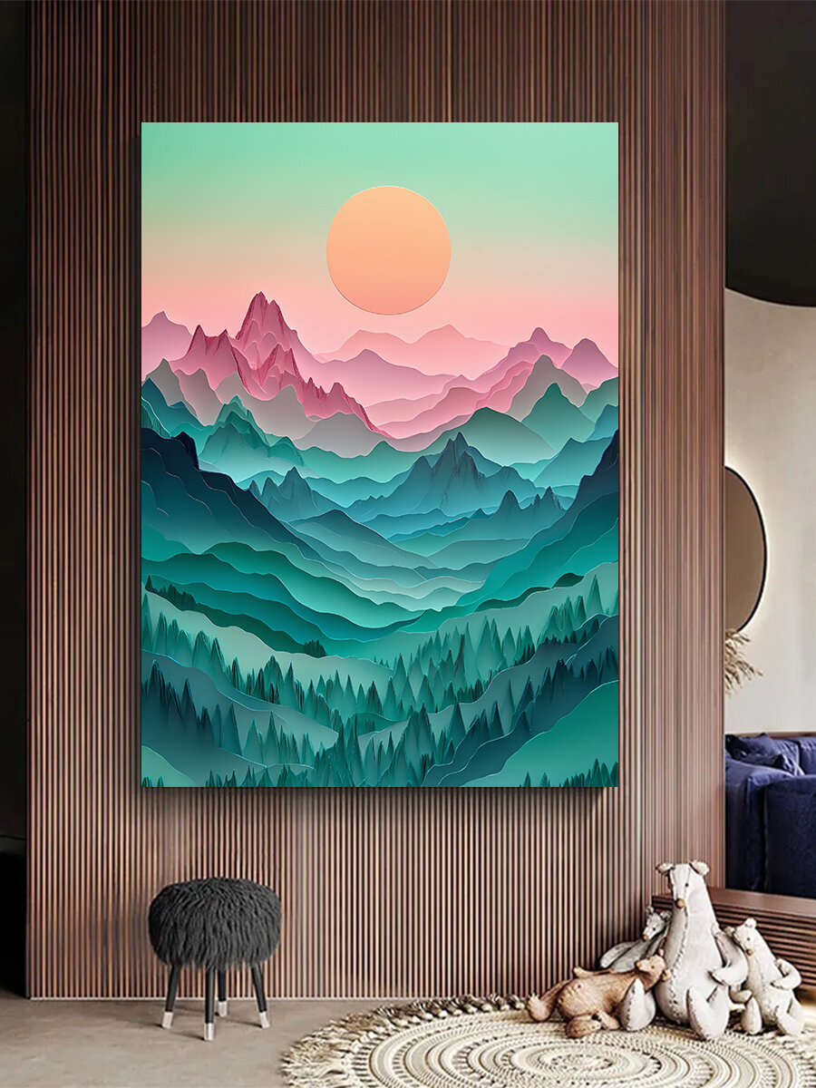 Пейзаж / природа, картина 3д / объемная, постер на холсте, 20х30 см, киригами