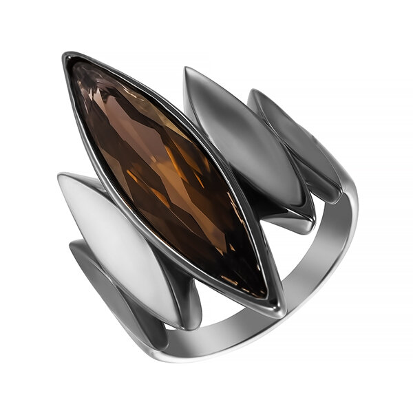 Перстень, серебро, 925 проба, родирование, раухтопаз