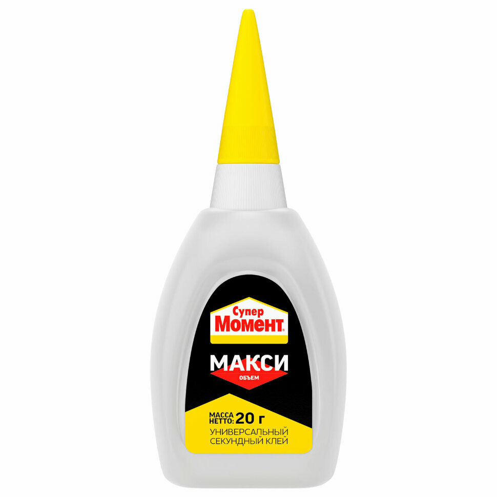 Клей моментальный Супер момент, 20 г, максимальный объем, в шоу-боксе, 1309631, 605649