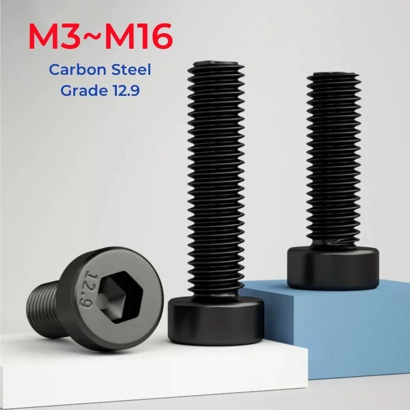 Высокопрочные черные болты из углеродистой стали M3-M16 M12-1pcs, 16 мм
