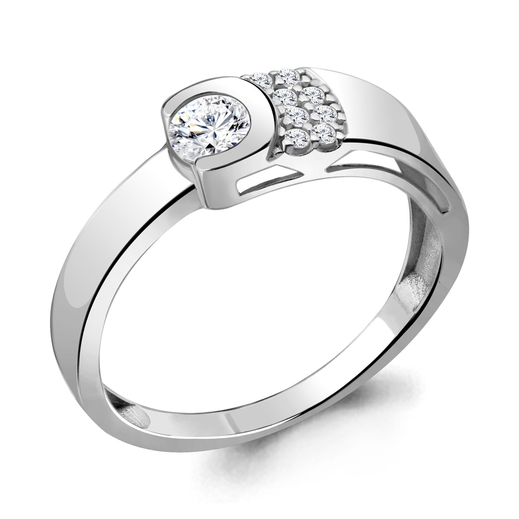 Кольцо, серебро, 925 проба, родирование, фианит