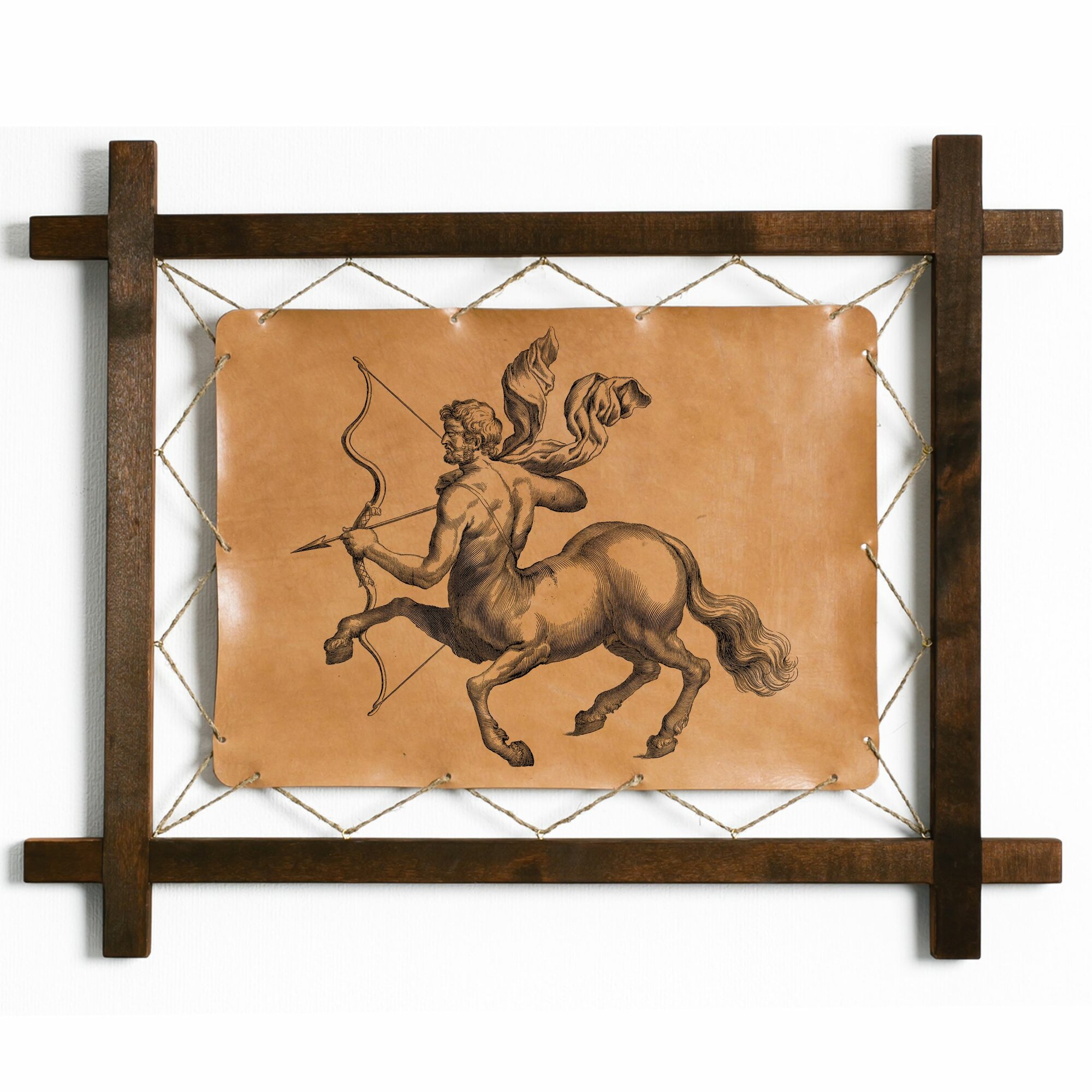 Картина интерьерная, натуральная кожа, "Кентавр", в деревянной раме, BoomGift