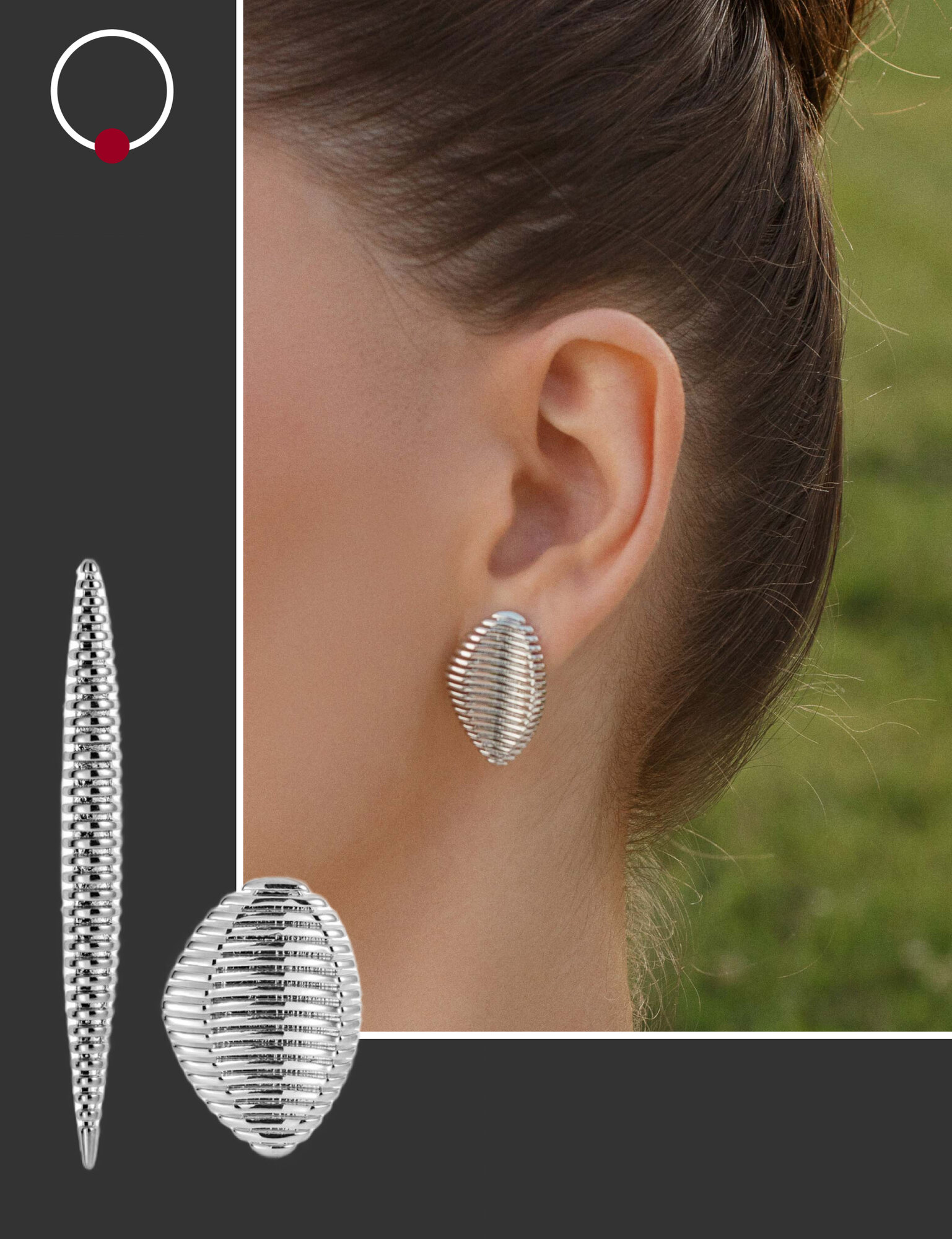 Серьги непарные, пусеты