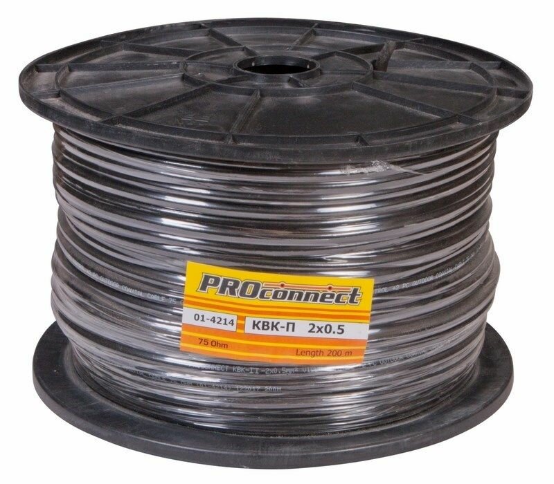 Кабель КВК-П-2 +2x0,50 мм (Cu/Cu) черный, 200 м, PROconnect