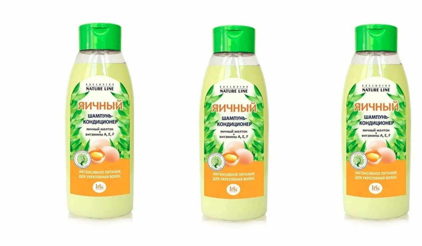 Шампунь-кондиционер для волос Iris, Exclusive nature line, Яичный, 520 мл, 3 шт