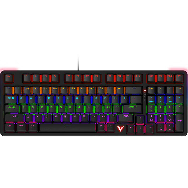Механическая проводная клавиатура с подсветкой Rapoo V500PRO-98, черная, 98 клавиш, коричневый переключатель