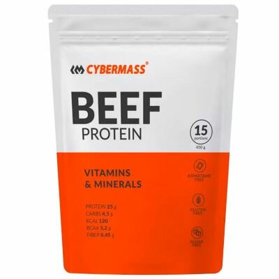Говяжий протеин Cybermass Beef Protein для похудения и набора мышечной массы, Сливочная карамель, 450г 15 порций