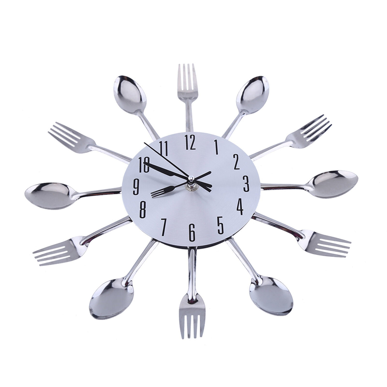 Большая 3D зеркальная поверхность, серебряные, современный дизайн, столовые приборы, кухонная утварь, ложка, вилка, настенные часы, сделай сам