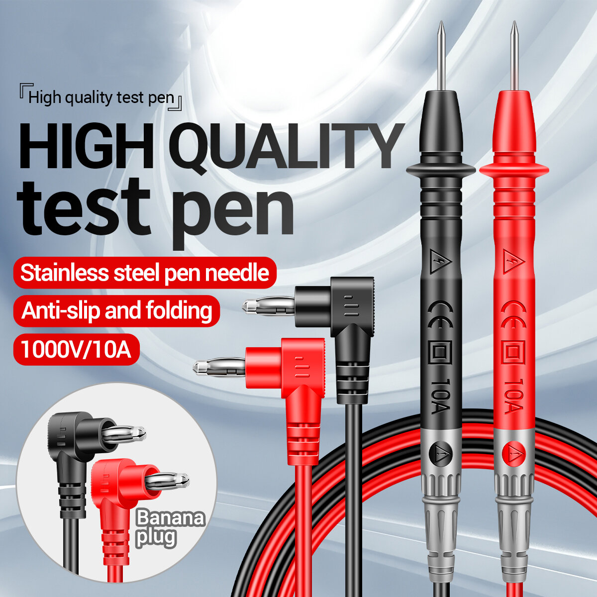 Универсальный тестовый провод-щуп ANENG PT840. Комплект для мультиметров, 1000В, 10А, с игольчатыми контактами.