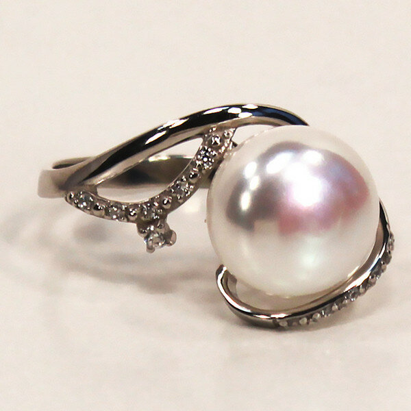 Кольцо, серебро, 925 проба, родирование, жемчуг, фианит