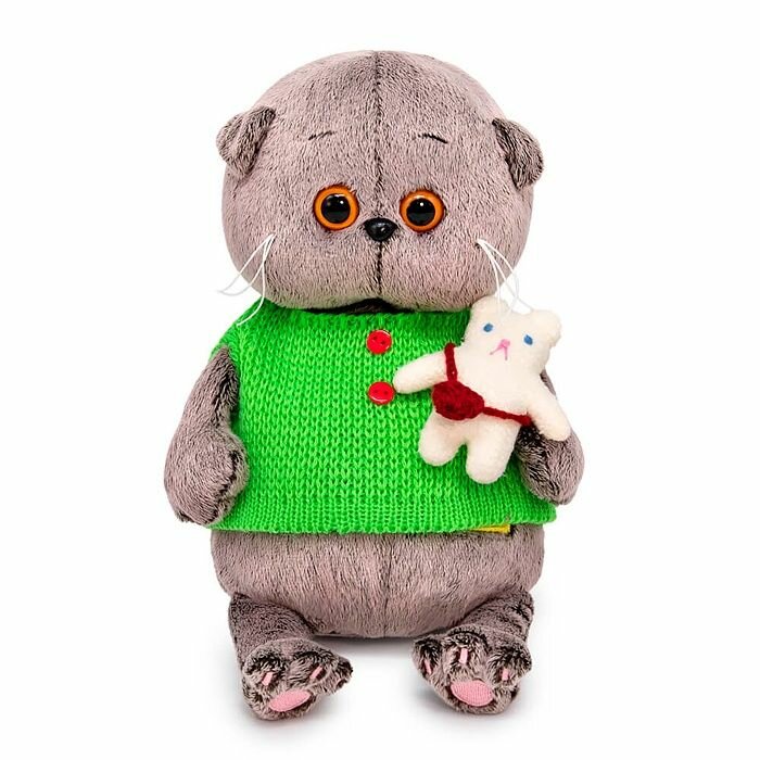Кот игрушечный мягкий Basik&Сo Басик baby в жилете с игрушкой (BB-110)