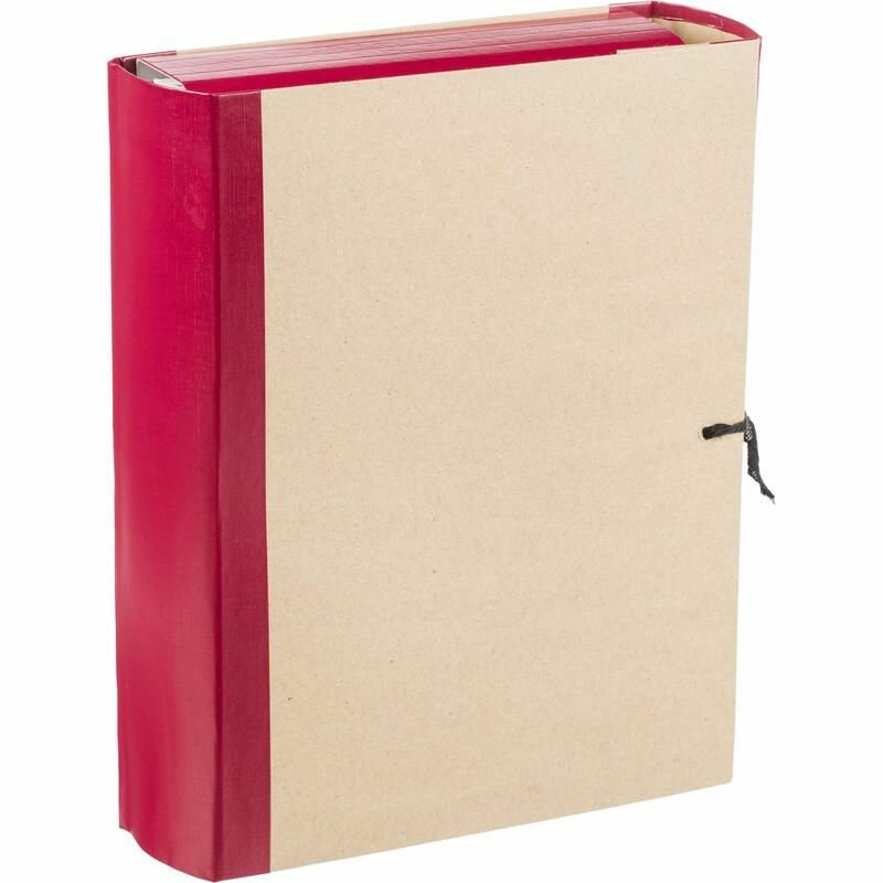 Папка архивная Attache Economy 80 мм, крафт, бумвинил, 4 завязки, бордовая