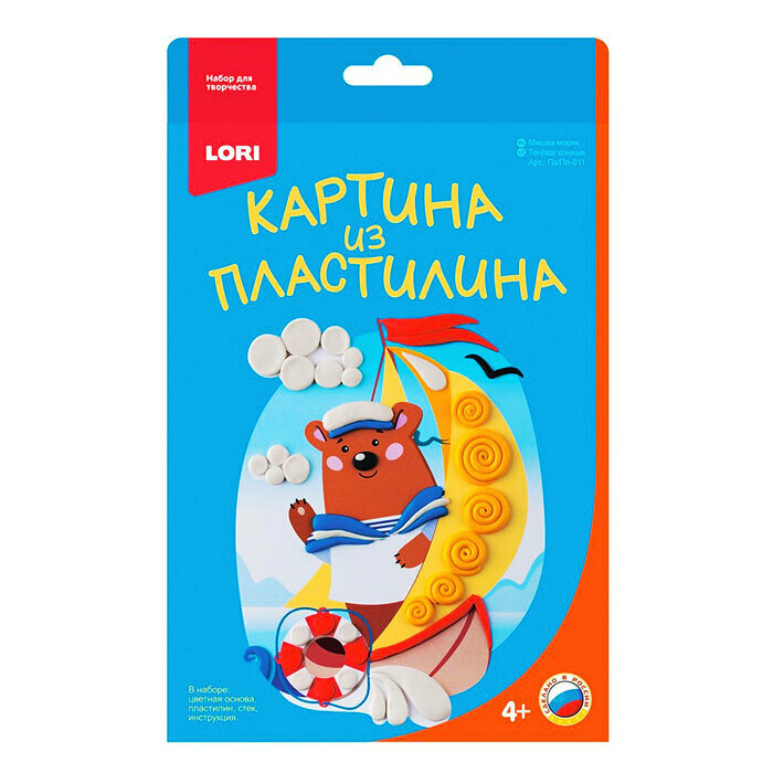 Картина из пластилина LORI "Мишка моряк" (Пз/Пл-011)