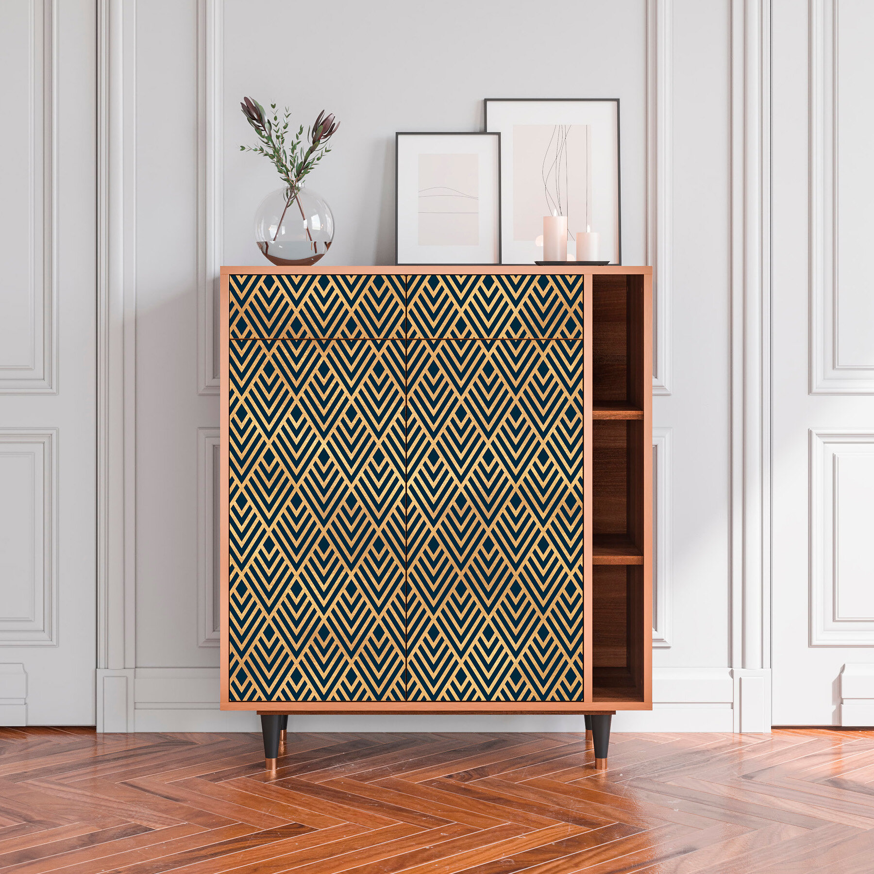 Комод - STORYZ - BS6 Egypt Triangles, Размер - 94 x 110 x 41 см, Цвет корпуса - , Орех