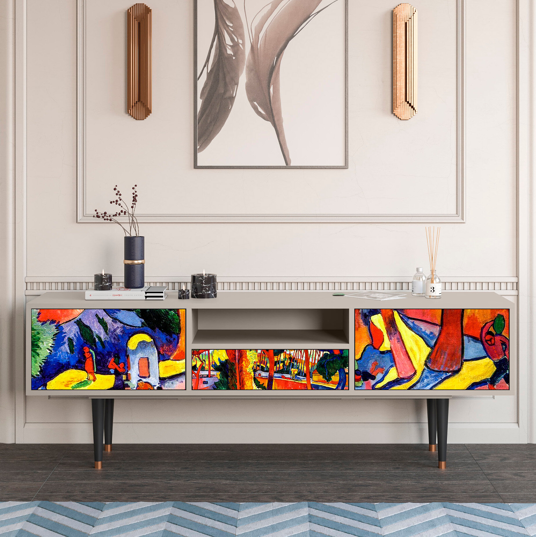 ТВ-Тумба - STORYZ - T6 The Turning Road by Andre Derain, Размер - 170 x 69 x 41 см, Цвет корпуса - , Сатин