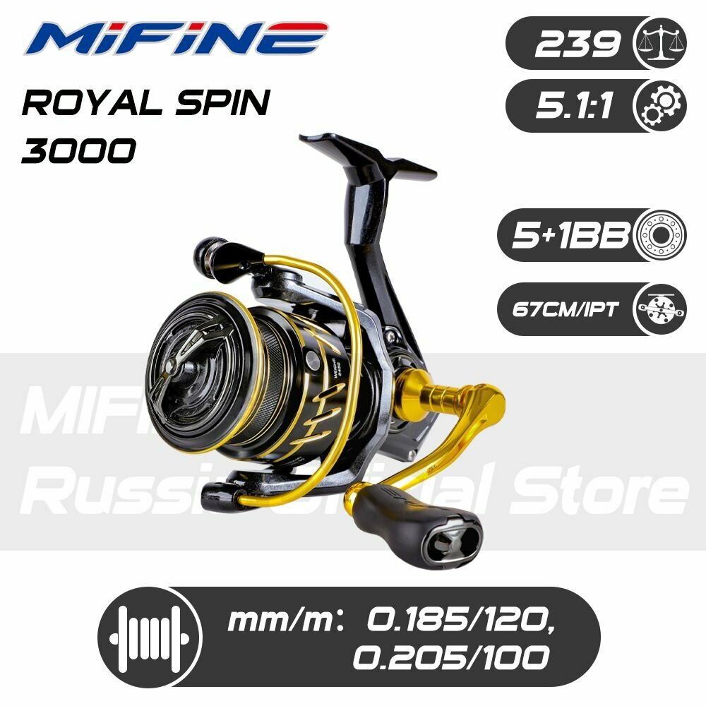 Катушка рыболовная MIFINE ROYAL SPIN 3000F 5+1B