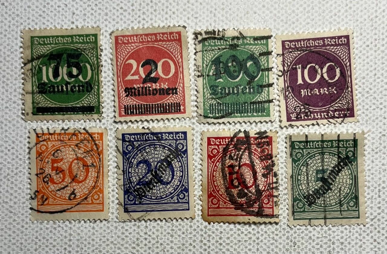 Германия набор марок 1923 года коллекционные (8 шт)