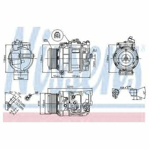 Компрессор кондиционера Nissens 89412 для Mercedes G-CLASS W463, GL-CLASS X164, M-CLASS W164, R-CLASS W251, V251,