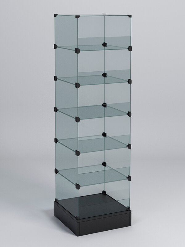 Витрина "КУБ" №502-КО стаканчик (без дверок, передняя стенка - стекло), Черный