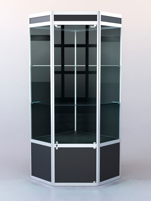 Витрина "угловая" №1 (закрытая, задняя стенка - ДВП) 800мм, Черный