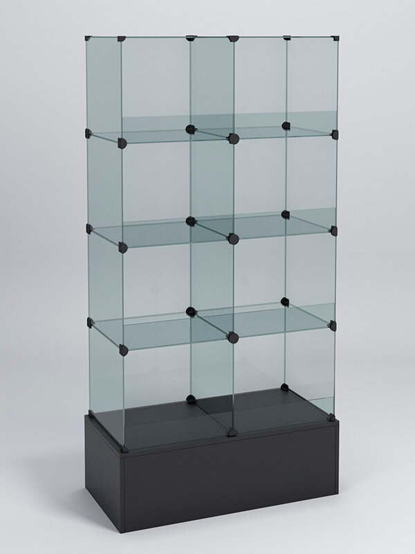 Витрина "КУБ" №109-КО (без дверок, передняя стенка - стекло), Черный