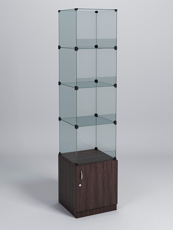 Витрина "КУБ" №106-КО стаканчик (без дверок, передняя стенка - стекло), Дуб Венге