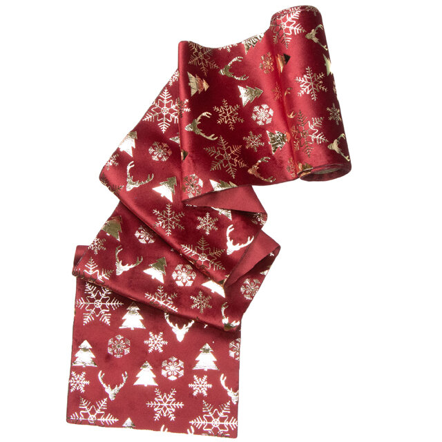 Декоративная лента Granada: Снежный Лес 270*15 см, Due Esse Christmas, 126-DUE-2(WINERED+CHA)-2