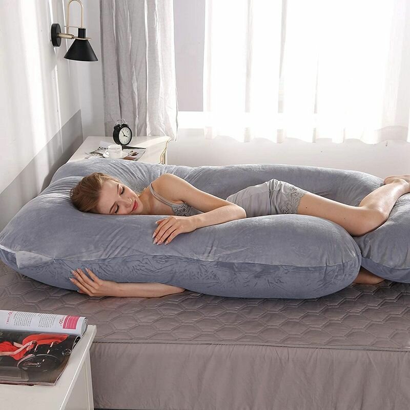 Подушка для беременных и кормящих 80x180 см, 7-зональная пена Comfort длинная для будущих мам для сна