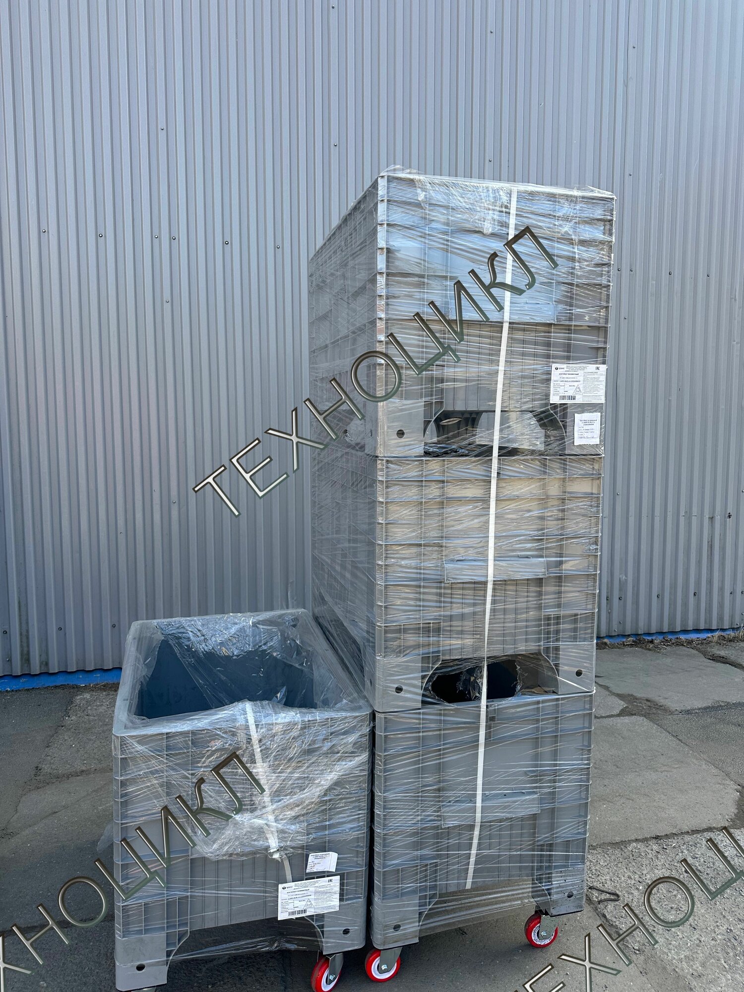 3 ШТ. Контейнер айбокс на колесах пластиковый iBOX 1020х640х810 мм серый