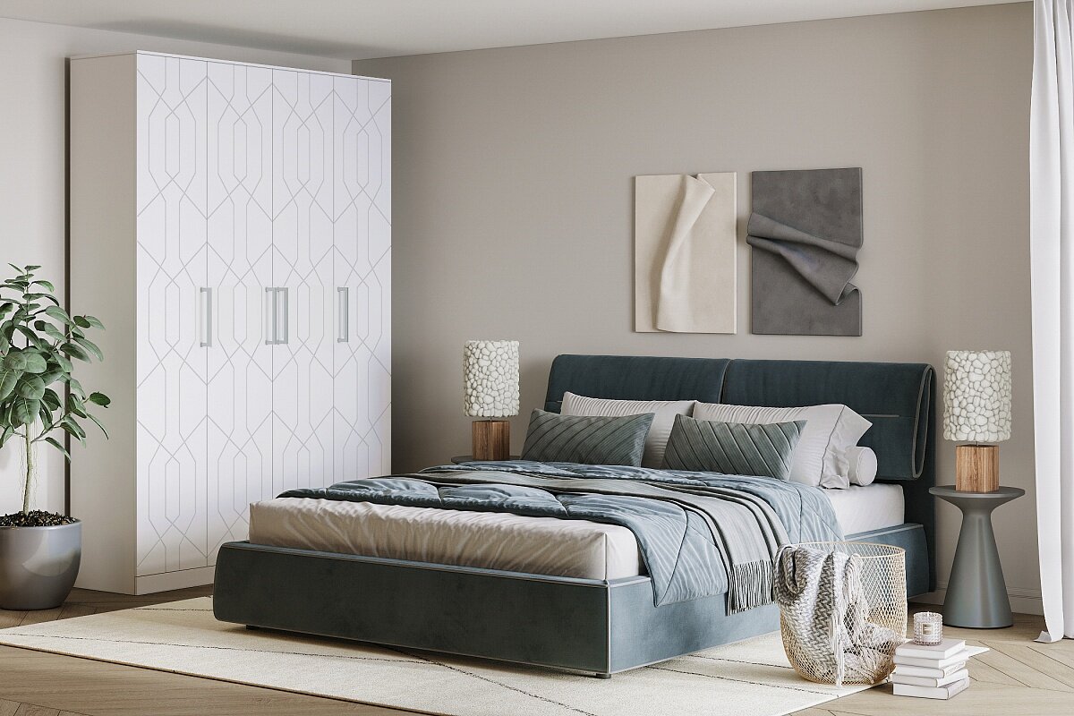 Шкаф распашной МебельЛэнд24 Дольче - 4 МДФ Лотос 160x55x220 белый для одежды четырехдверный