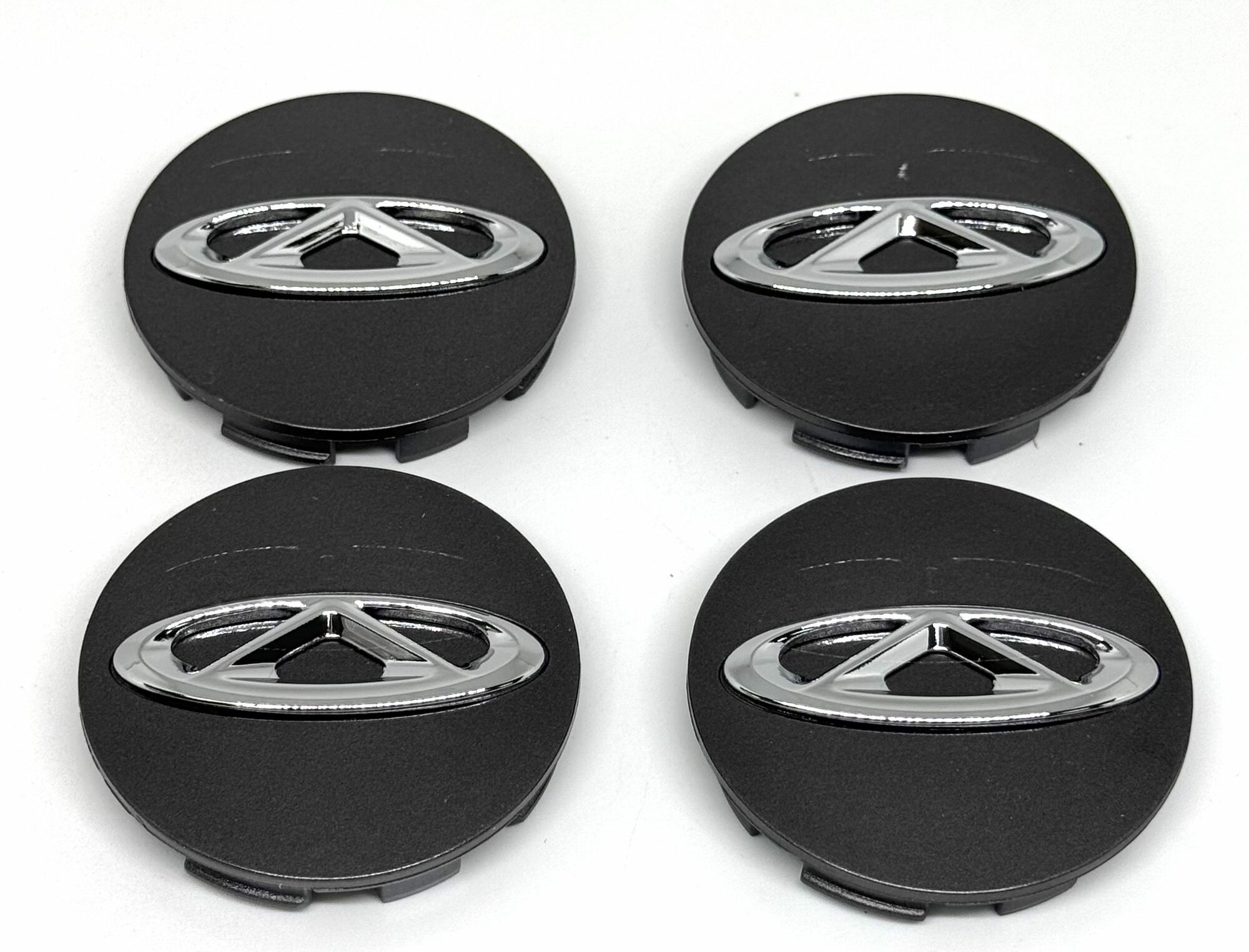 Колпачки заглушки на литые диски Chery, 60 мм, темно-серые