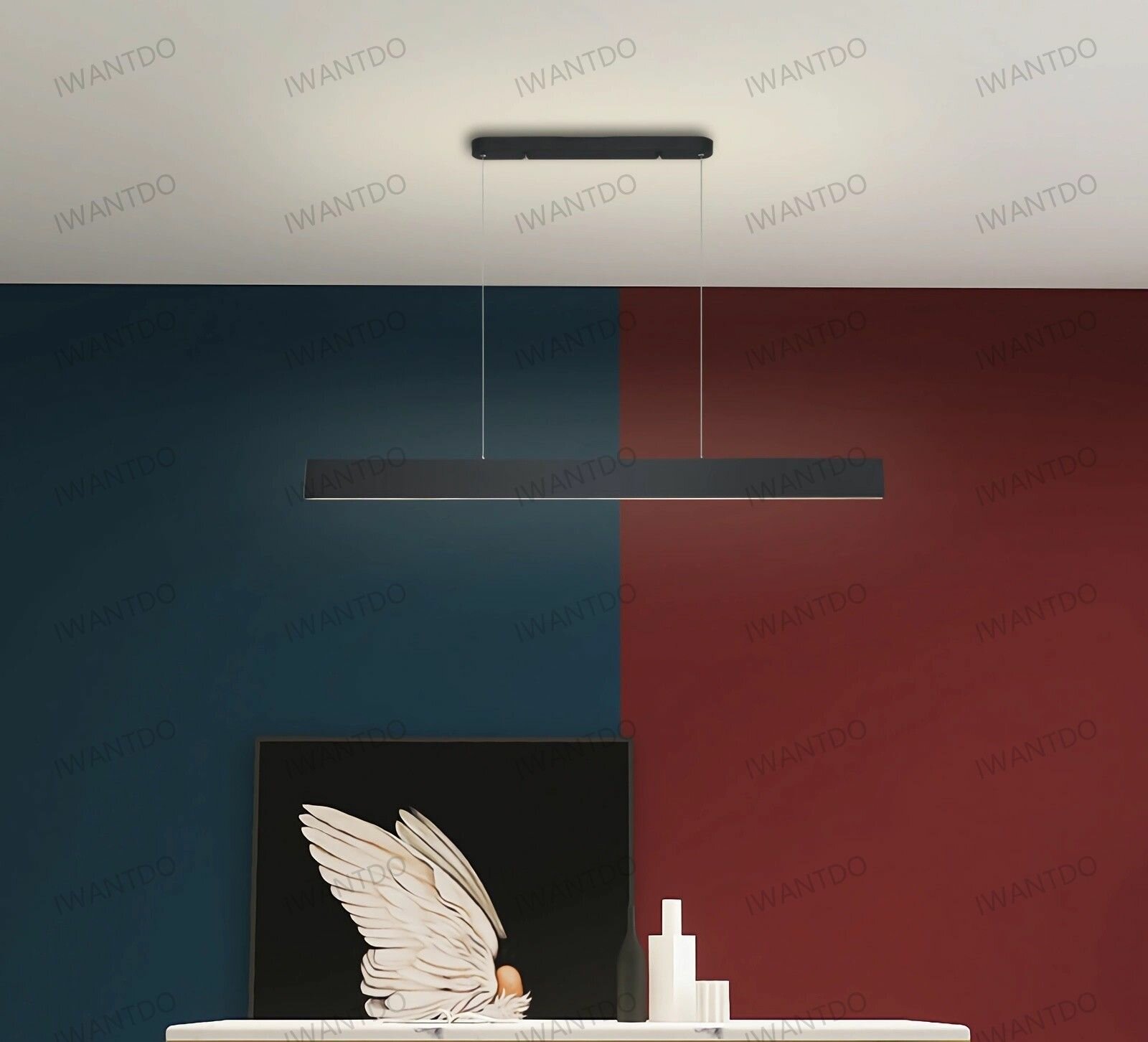 Столовая LED Подвесной светильник Диммируемая Дистанционное управление Современные Столом Люстры (Черный, L80cm)