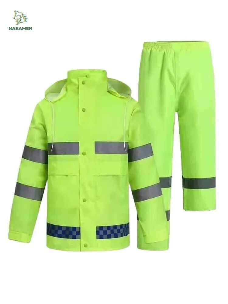 Светоотражающий дождевик-костюм с капюшоном рабочий водонепроницаемый светоотражающий дождевик сигнальная одежда hm