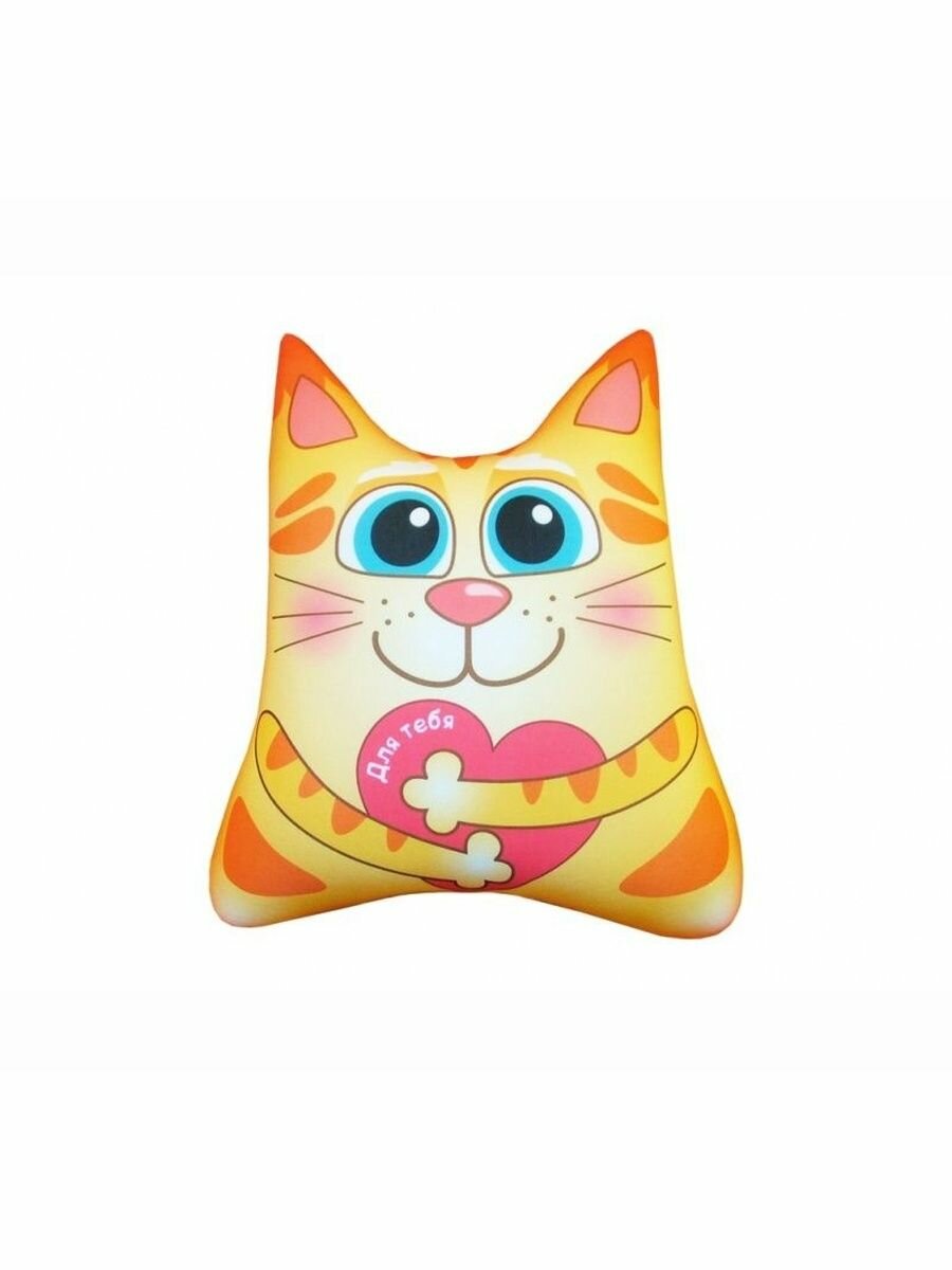Мягкая игрушка подушка антистресс Котик Рыжуля 34х29х15см / подушка обнимашка