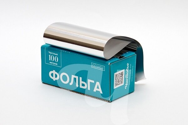 Чистовье Фольга 16 мкр 12 см х 100 м серебро "Чистовье" в коробке