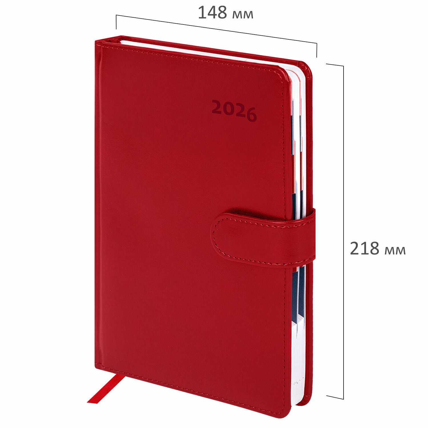 Ежедневник датированный 2026 А5 148х218 мм, GALANT "Ritter", под кожу, красный, 117489