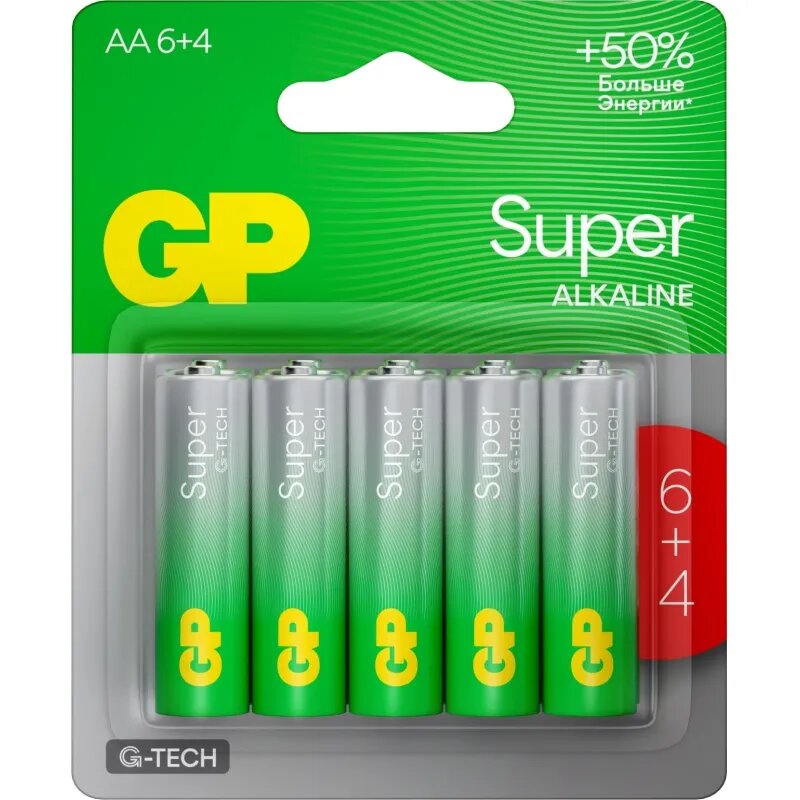 Батарейка GP Super AA/LR6 15A6/4-2CR10/GP15AA216/4-2CRSBC10  10шт/уп (6+4) 1755295