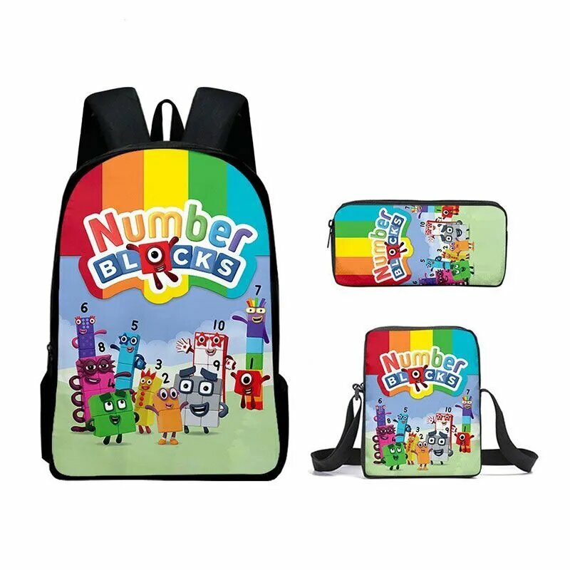 Набор школьных сумок "Numberblocks", оксфордская ткань, светоотражающие элементы, 3 шт