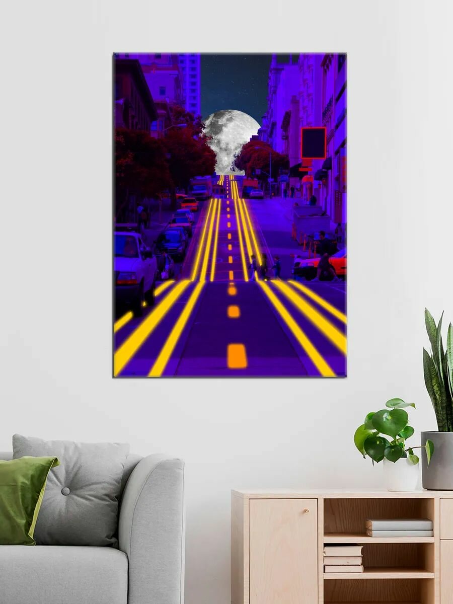 Картина на стену "Неоновый город", 50х70 см