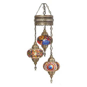 Турецкая мозаичная люстра, потолочный подвесной светильник, 3 больших глобуса декоративная лампа