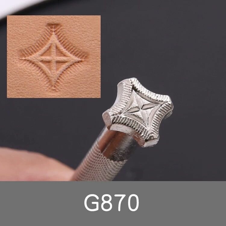 Штамп для тиснения кожи, рифлёная ручка, сталь, 105 мм, клише.