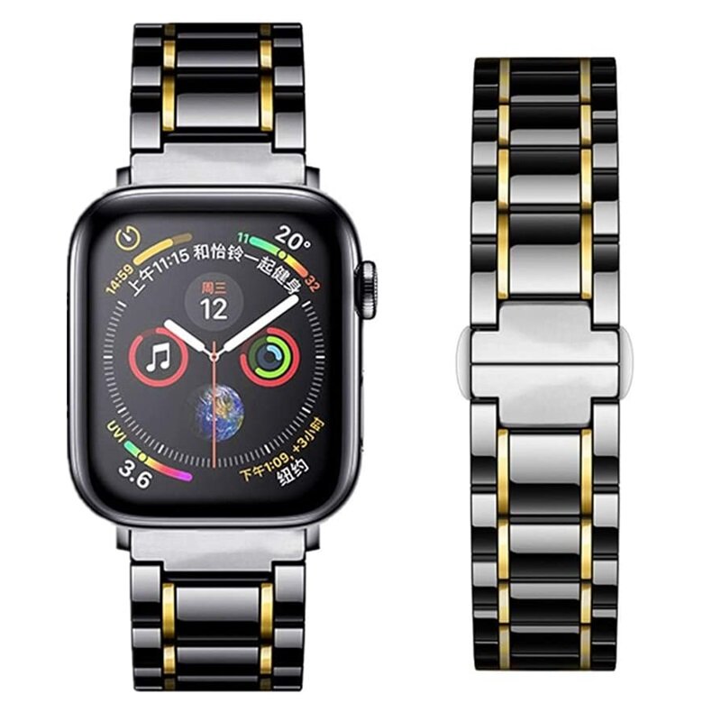 Керамический ремешок для Apple Watch Band 49мм, 46мм, 45мм, 44мм, 42мм, Ремешок из нержавеющей стали для iWatch серии Ultra 2 SE 10 9 8 7 6 5 4 3 2 1, керамика, Apple Watch 42 мм, Apple Watch 45 мм