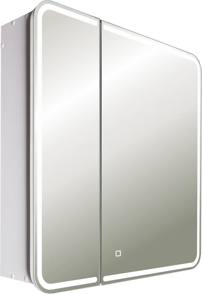 Зеркало-шкаф Silver Mirrors Alliance 80x80 со светодиодной подсветкой, 80 см, с сенсорным управлением, с розеткой, белое, лофт