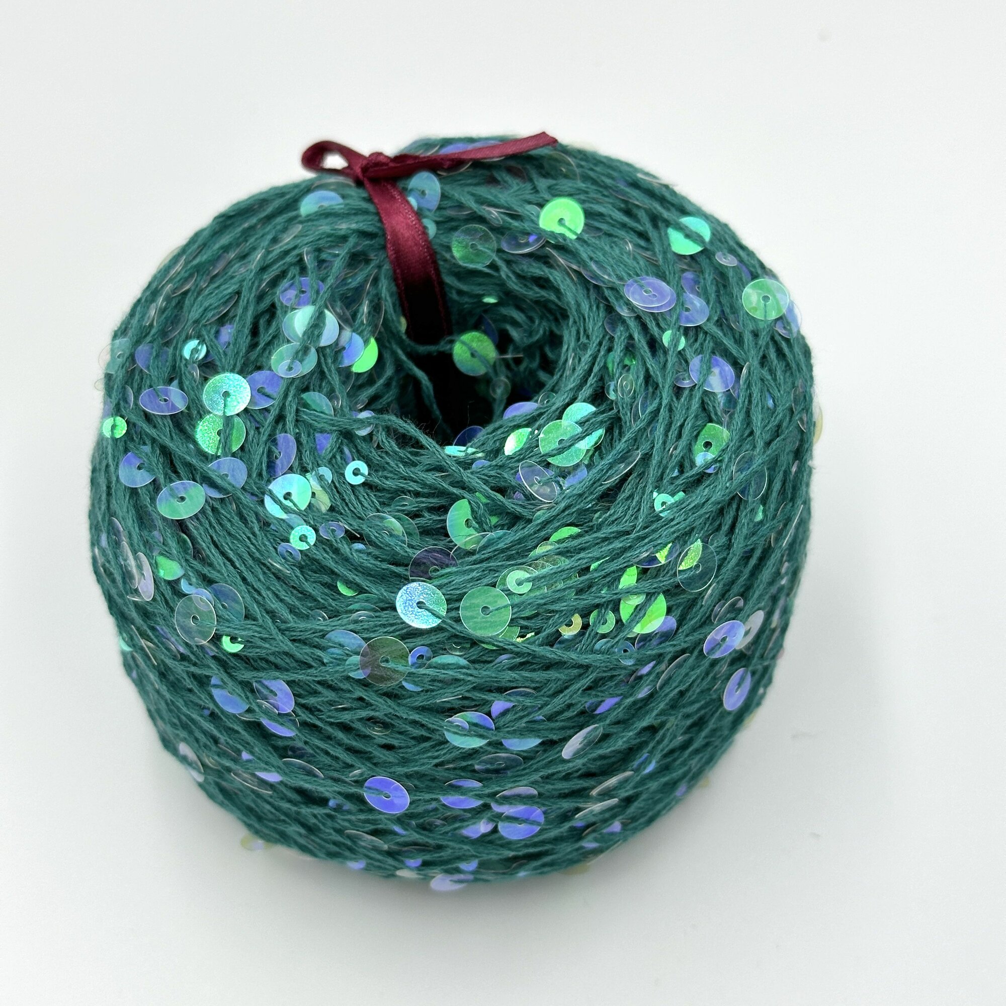 100г Королевские пайетки 3+6 мм на хлопке - 203 малахит с пайетками стрекоза