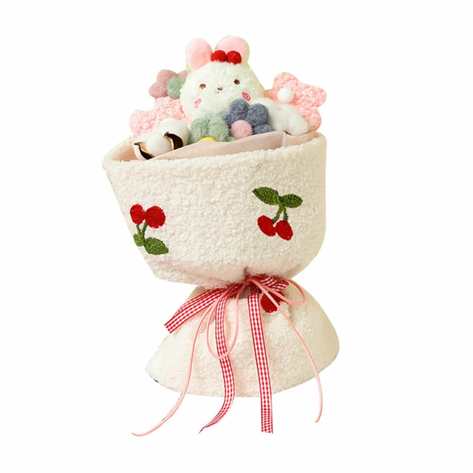 Плюшевая игрушка-букет с мультяшным дизайном и светодиодной подсветкой для Дня Рождения и Валентина, белый заяц, яркие цвета