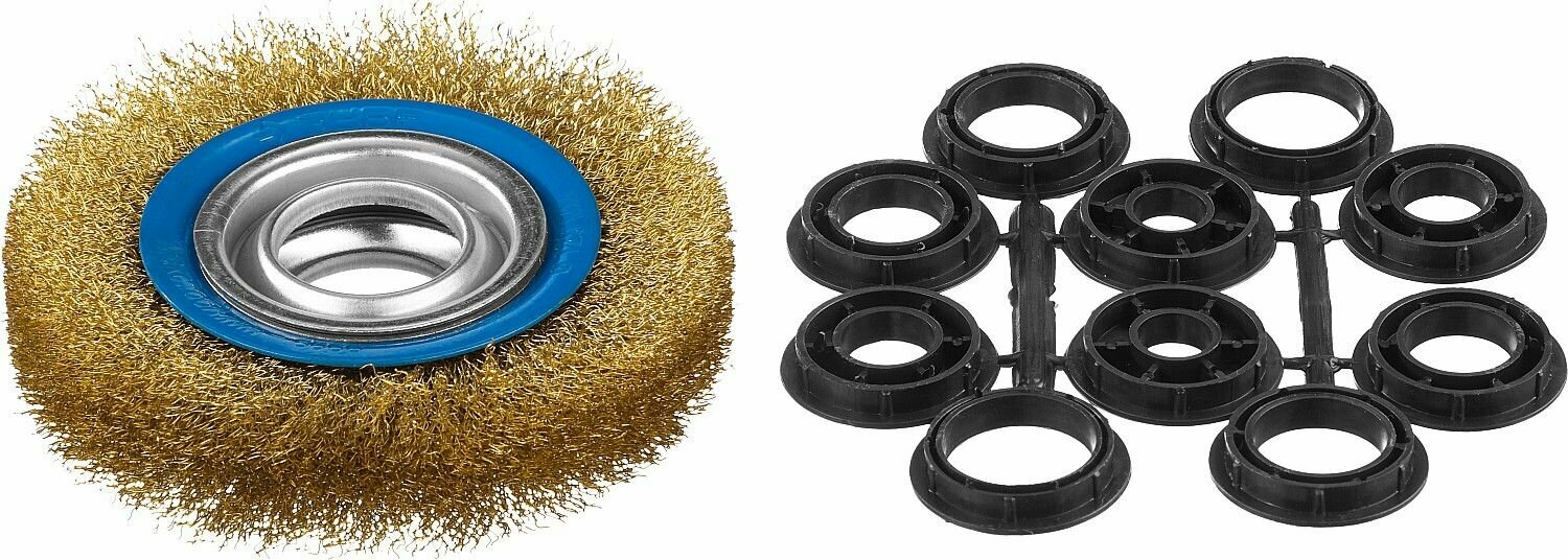 Дисковая щетка ЗУБР, 125 мм, витая стальная латун. проволока 0.3 мм, для УШМ, профессиональная 35186-125_z01