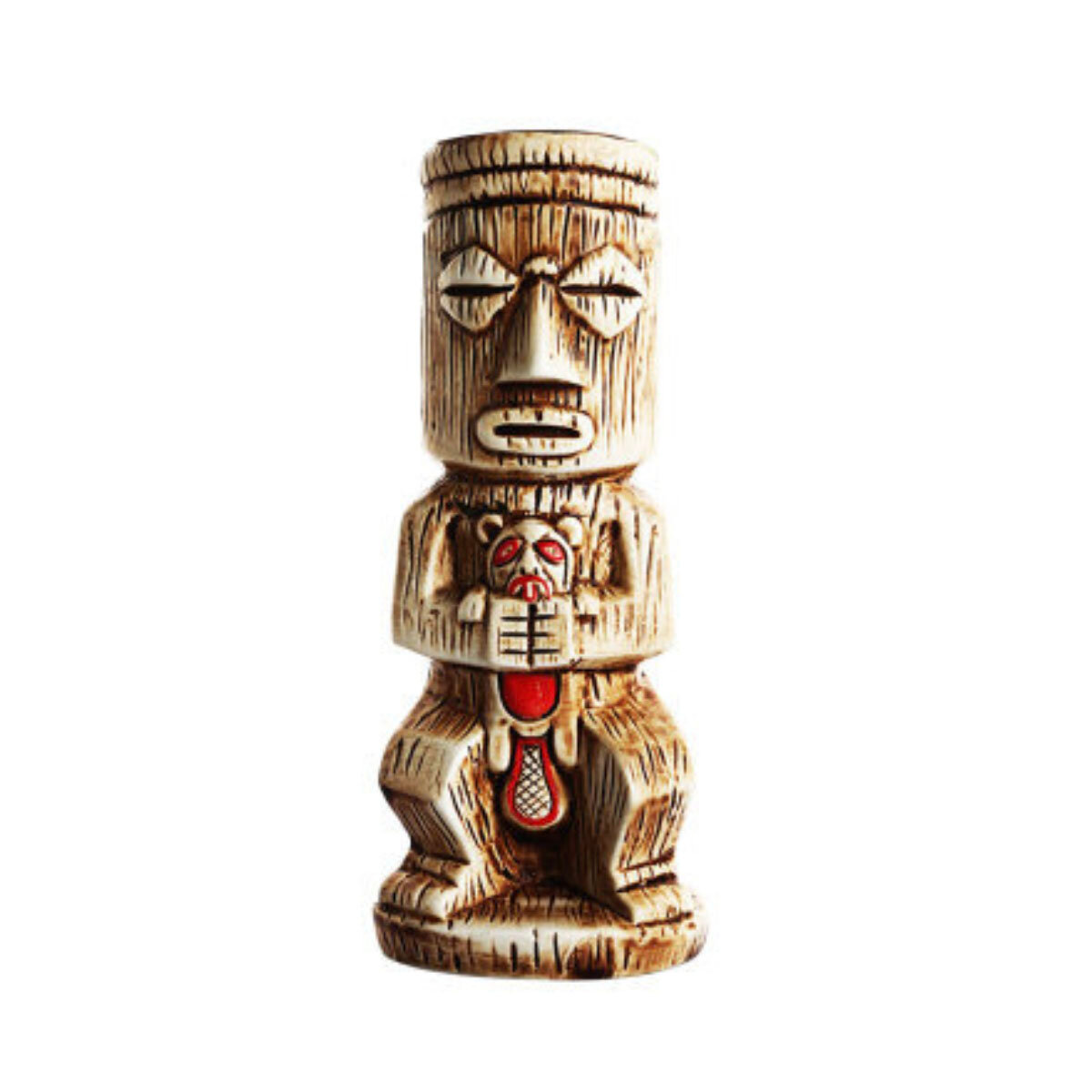 Керамическая кружка Tiki объемом 350 мл. Уникальная посуда в стиле статуи Tiki. Кружка для коктейлей с тропическим рисунком и ярким резным узором.