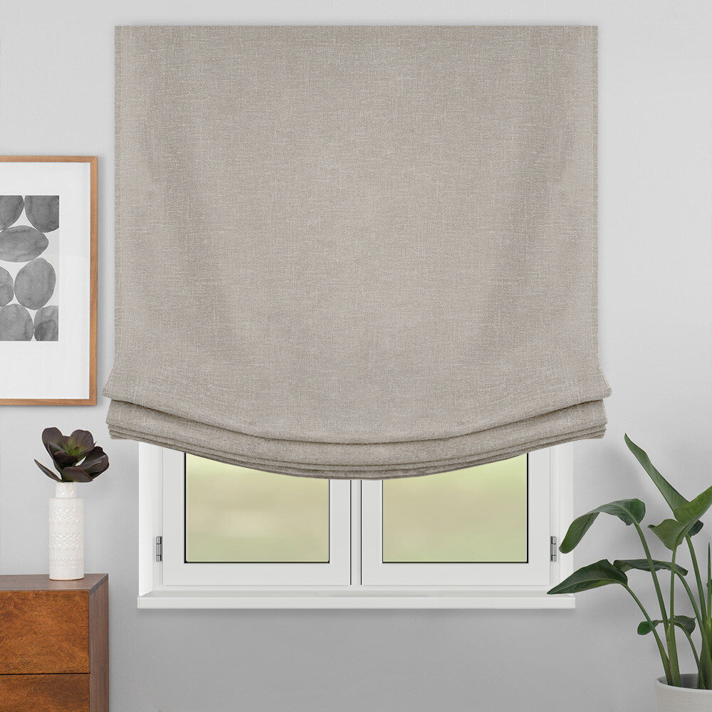 Римская штора на окно OLEXDECO 160х170 см мягкие складки Relax Лен для кухни, гостиной, детской оливково-серый с кордовым карнизом