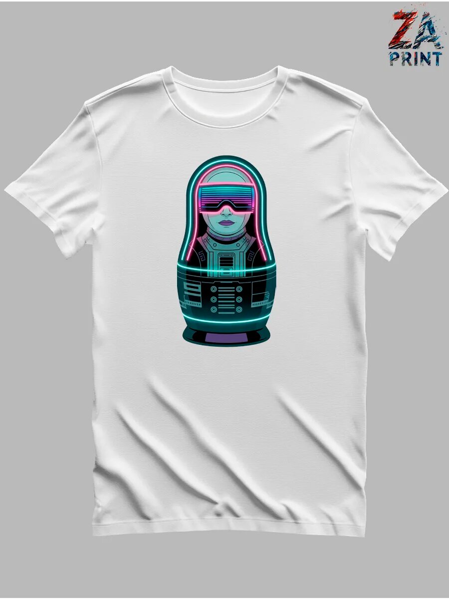 Футболка киберпанк матрешка